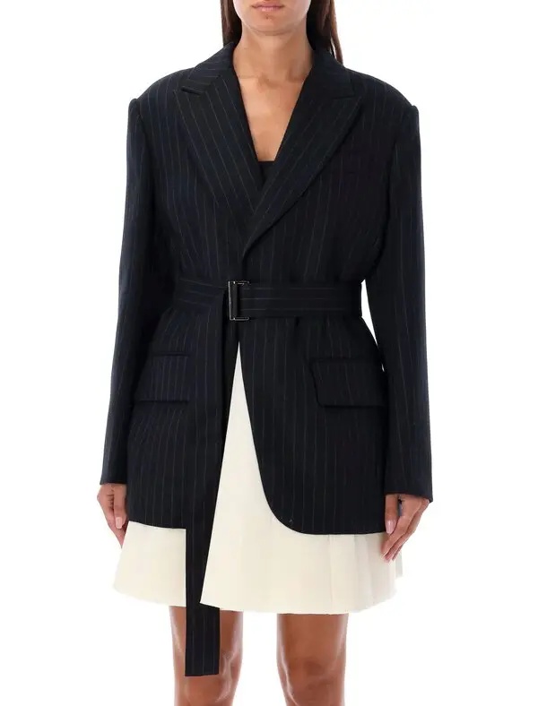 Sacai Striped Belted Jacket