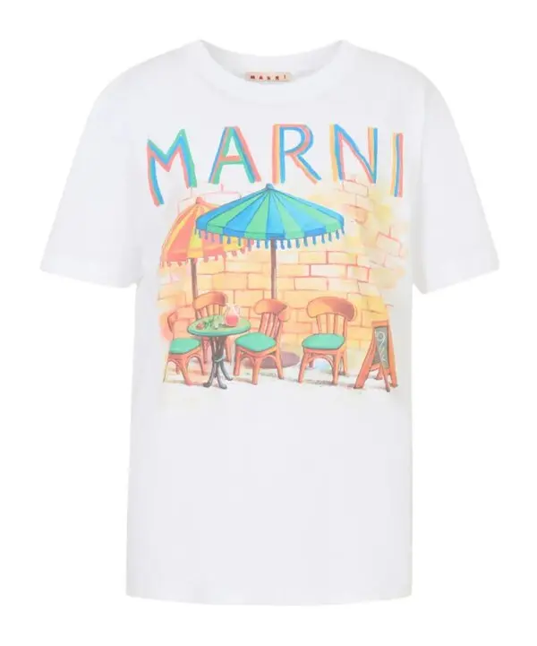 Marni Postcard Print Short Sleeve T-shirt - White
