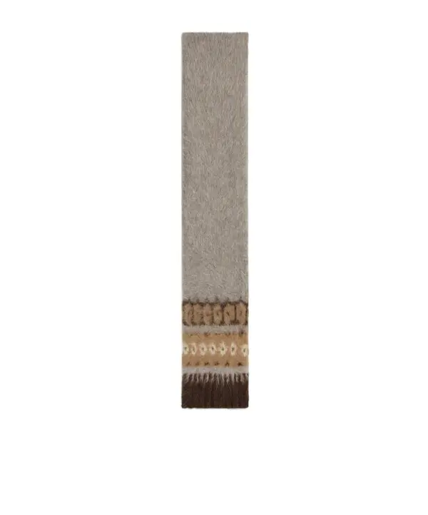 Celine Scarf In Brushed Fair Isle Alpaca Wool - Beige/brown