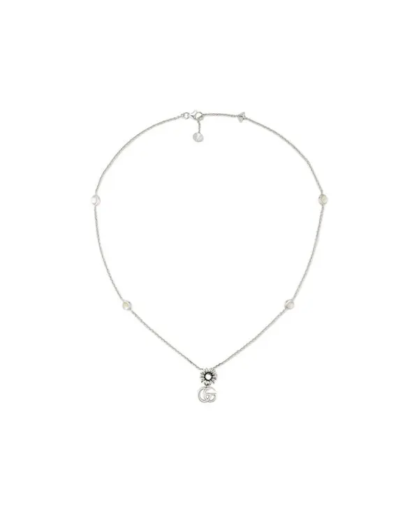 Gucci Gg Marmont Mother Of Pearl Necklace - Gray
