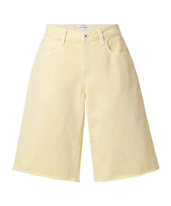 SLVRLAKE Mica Frayed Hem Denim Shorts - Light Yellow