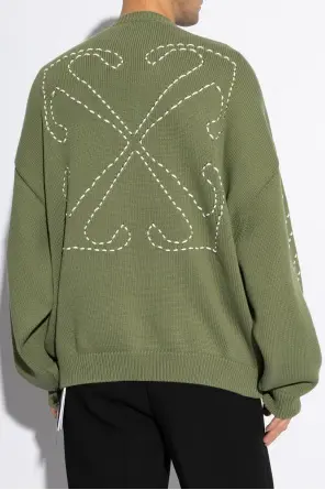 Off-White Crewneck Long-sleeved Jumper - Green