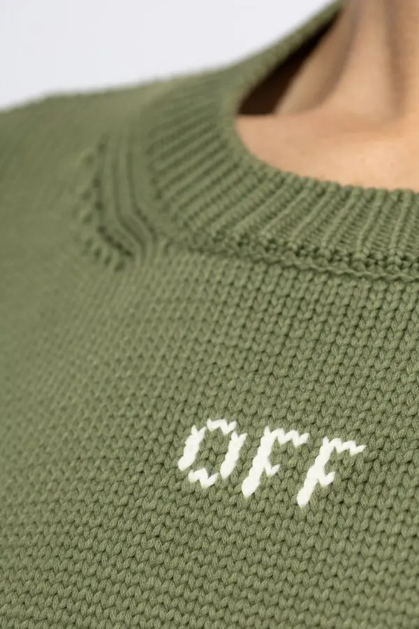 Off-White Crewneck Long-sleeved Jumper - Green