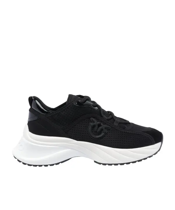 Pinko Logo Patch Lace-up Sneakers - Black