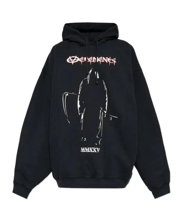 Vetements Graphic-print Cotton Hoodie - Black