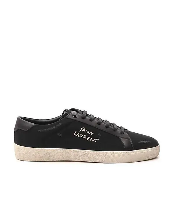Saint Laurent Court Classic Sl/06 Embroidered Sneakers - Black