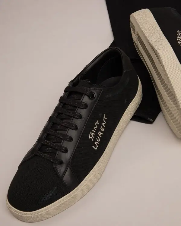 Saint Laurent Court Classic Sl/06 Embroidered Sneakers - Black