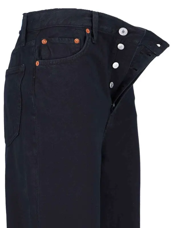 RE/DONE Logo Patch Wide-leg Jeans - Black