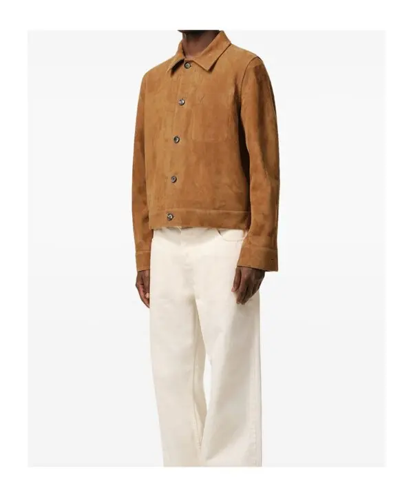 AMI Paris Suede Logo Detailed Button-up Jacket - No