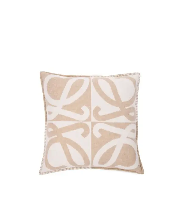 Loewe Anagram Jacquard Cushion - Beige/light Brown