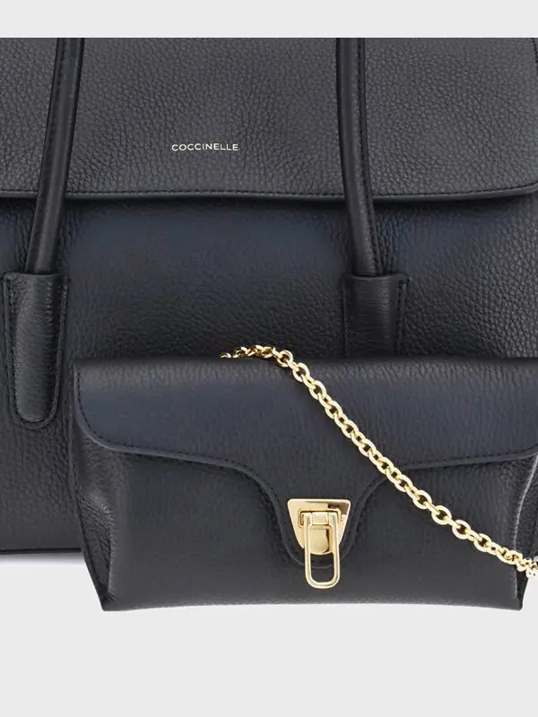 COCCINELLE Logo Printed Double Bit Shoulder Bag