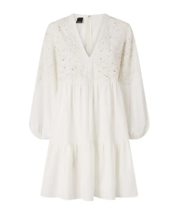 Pinko Embellished Openwork Mini Dress - White