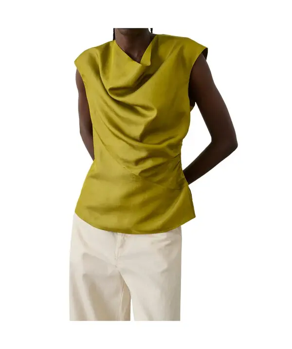 Soeur Eclat Cowl Neck Ruched Blouse