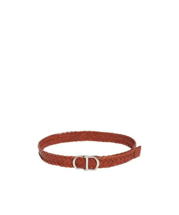 Dior Braided Leather Belt With Cd Buckle - Brown