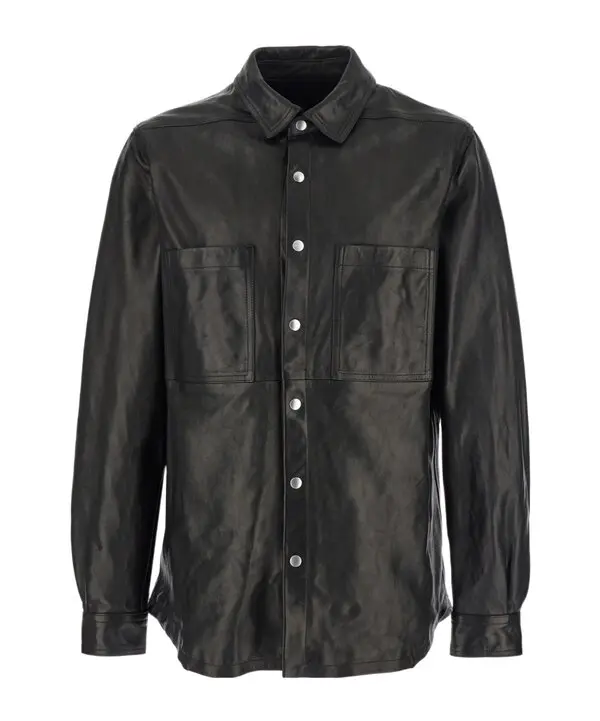 Rick Owens Buttoned Leather Jacket - Black