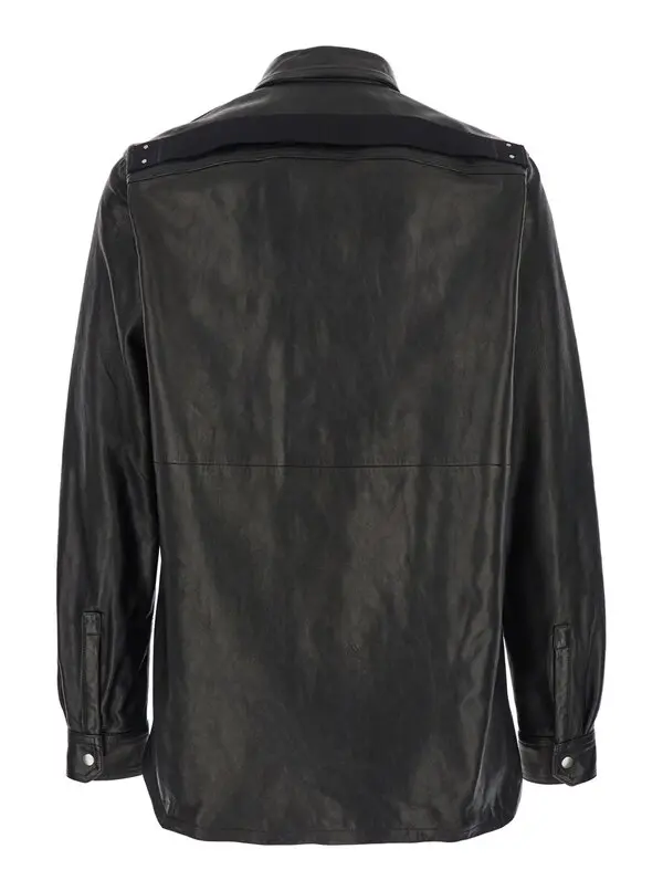 Rick Owens Buttoned Leather Jacket - Black