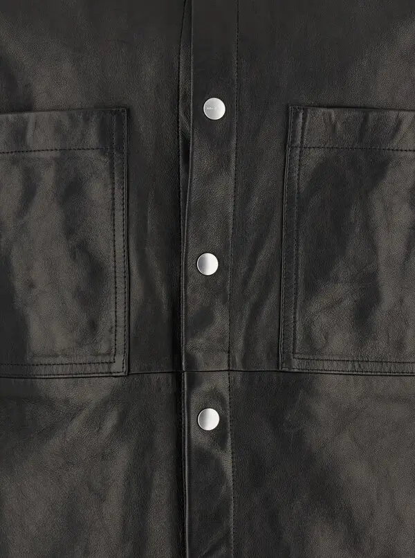 Rick Owens Buttoned Leather Jacket - Black