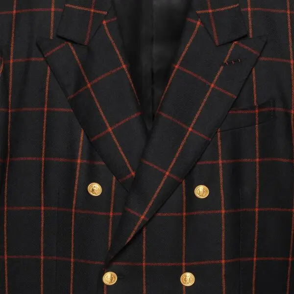 Gucci Checked Double Breasted Wool Blazer - Black