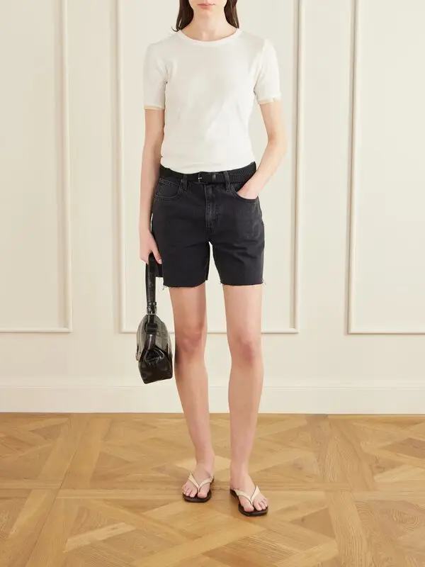 SLVRLAKE Sienna Frayed Denim Shorts - Black