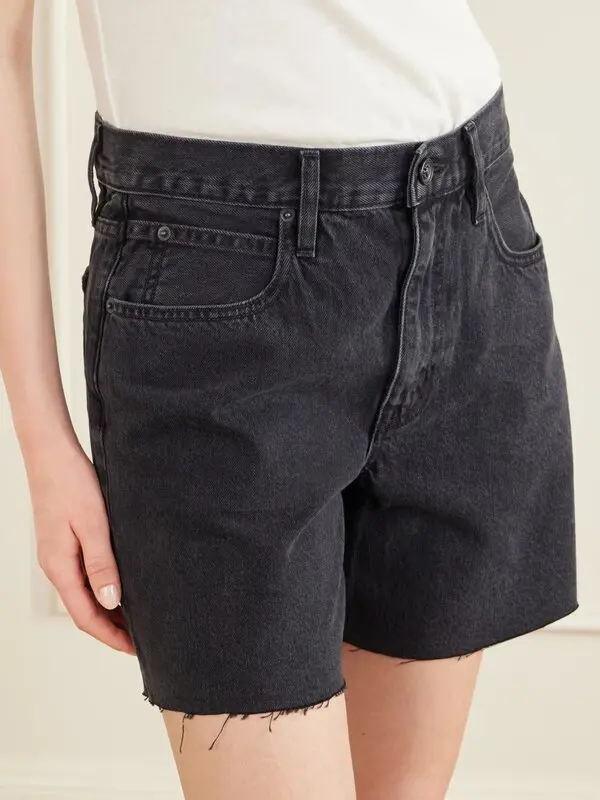 SLVRLAKE Sienna Frayed Denim Shorts - Black