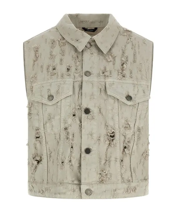 HAIKURE Ryder Bull Destroy Denim Vest - Grey