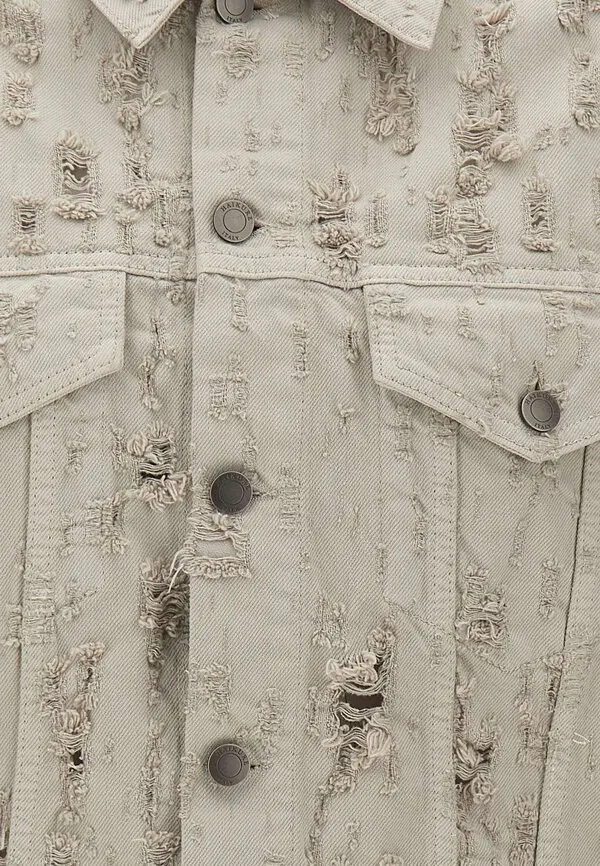 HAIKURE Ryder Bull Destroy Denim Vest - Grey