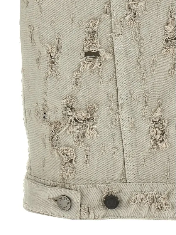 HAIKURE Ryder Bull Destroy Denim Vest - Grey