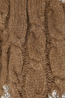 Simone Rocha Cable-knit Cropped Cardigan With Embellishments