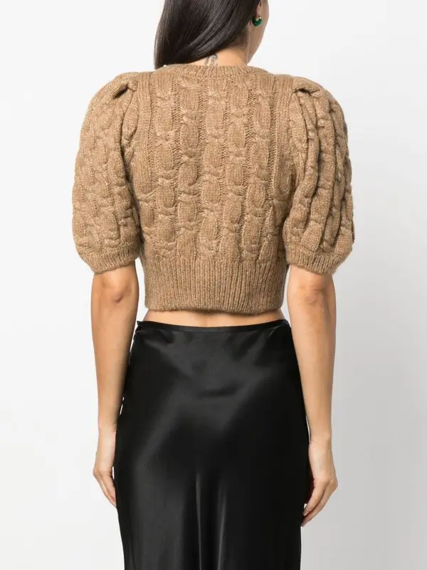 Simone Rocha Cable-knit Cropped Cardigan With Embellishments