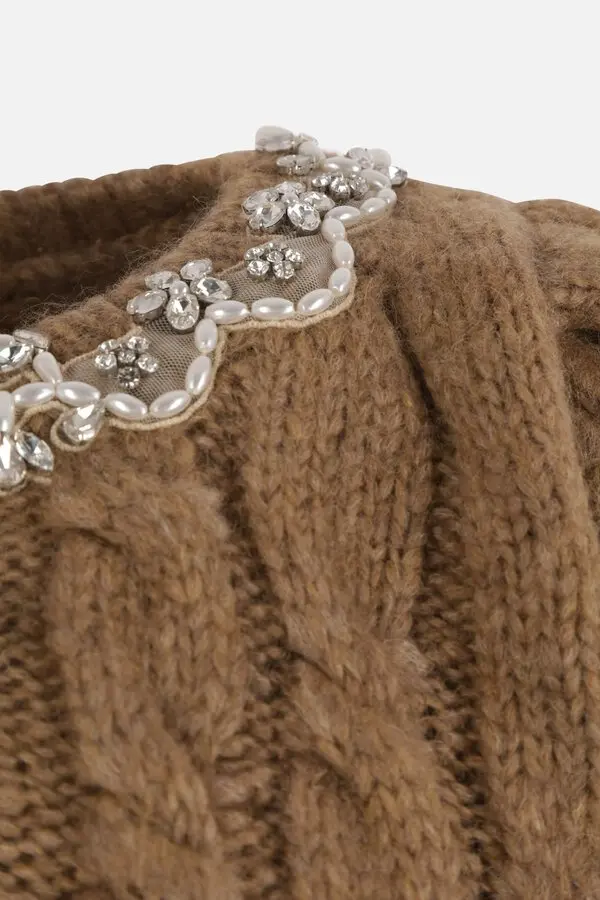 Simone Rocha Cable-knit Cropped Cardigan With Embellishments