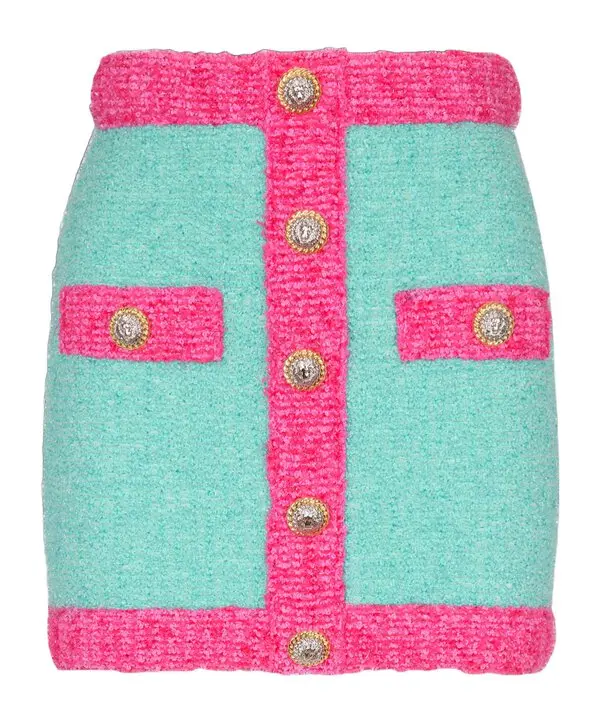 Balmain Two-tone Buttoned Knit Mini Skirt - Multicolour