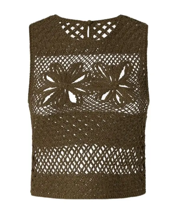 Pinko Crewneck Crochet-knit Vest - Green
