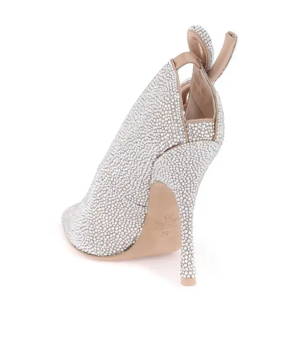 Valentino Garavani Pointed High Heels With Crystal Embellishments And Bow Detailing