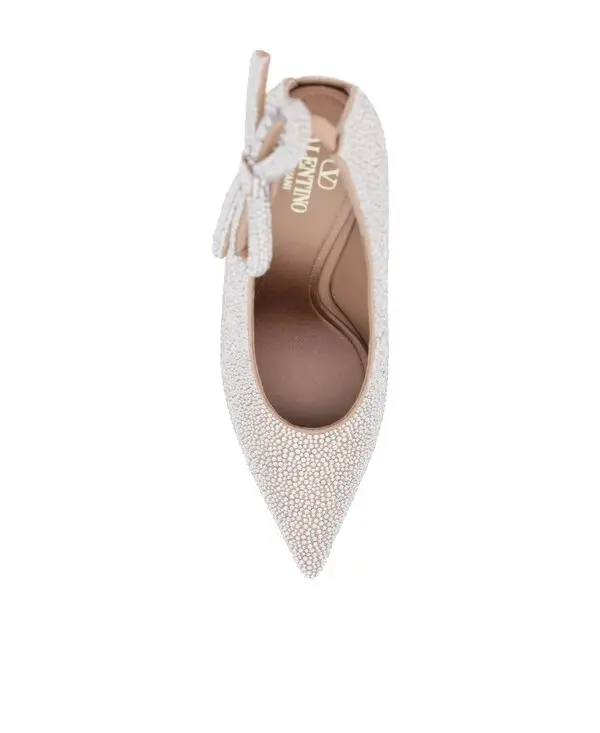 Valentino Garavani Pointed High Heels With Crystal Embellishments And Bow Detailing