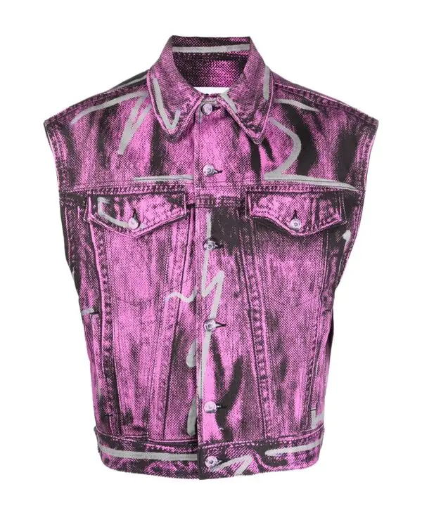 Moschino Sleeveless Denim Jacket - Purple