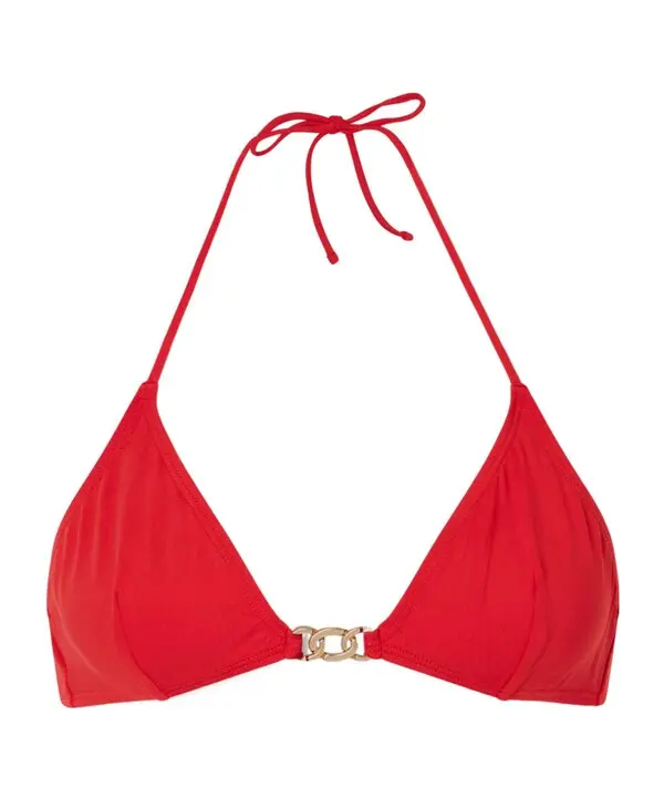 NILI LOTAN Embellished Triangle Bikini Top - Red
