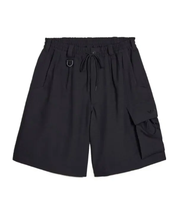 Y3 Cargo Drawstring Shorts - Black
