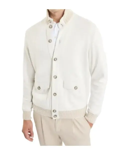 FAY Ribbed Collar Jacket - White
