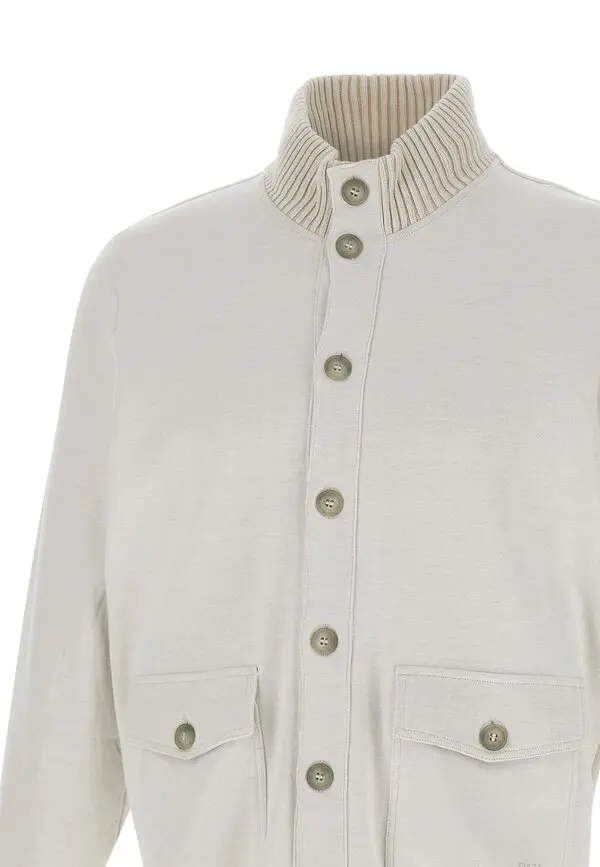 FAY Ribbed Collar Jacket - White