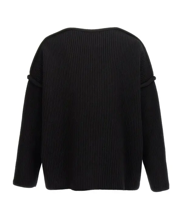 JIL SANDER Geometric Neckline Knitted Jumper - Black