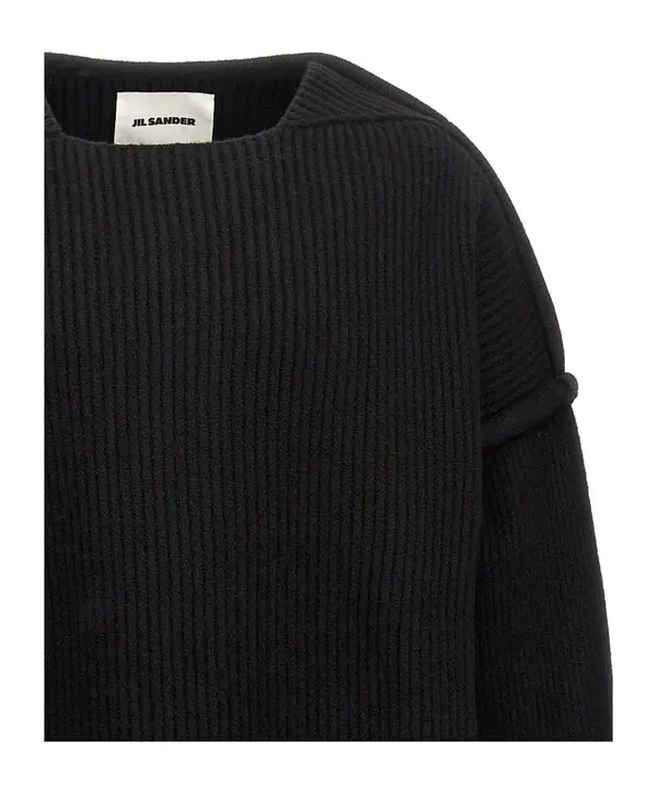 JIL SANDER Geometric Neckline Knitted Jumper - Black