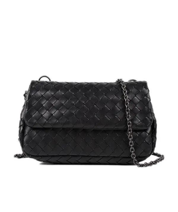Bottega Veneta Nero Intrecciato Nappa Messenger Bag - Black