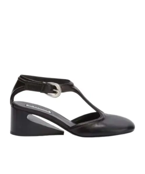 JIL SANDER Mary Jane Buckled Pumps With T-bar Strap - Black