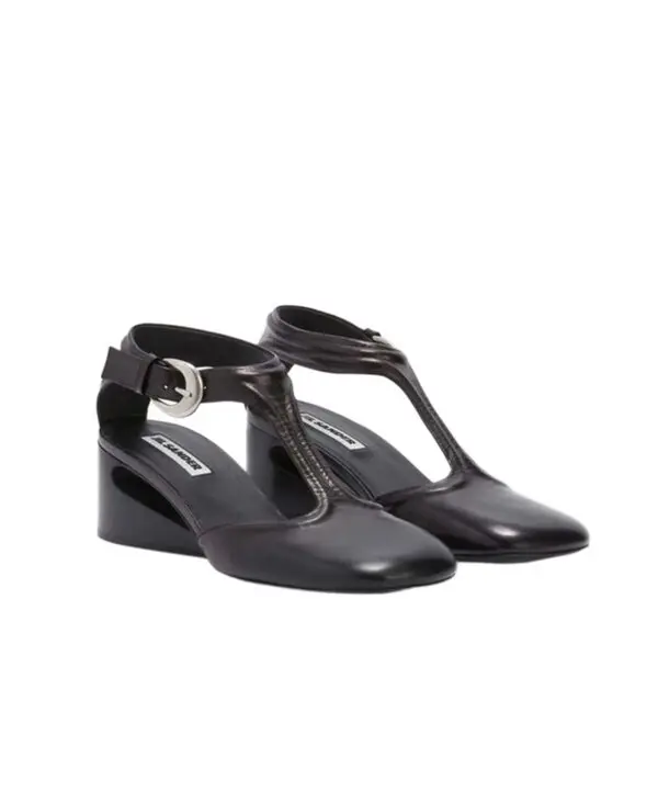 JIL SANDER Mary Jane Buckled Pumps With T-bar Strap