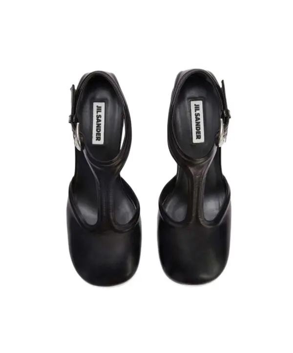 JIL SANDER Mary Jane Buckled Pumps With T-bar Strap