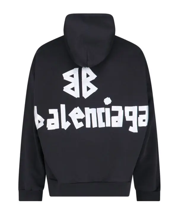 Balenciaga Vintage Effect Logo Hoodie