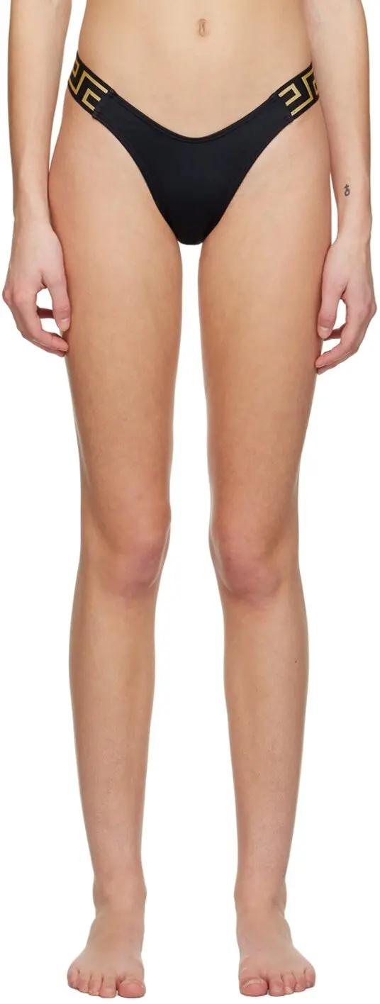 Versace Greca-pattern Printed Thong Bikini Bottoms