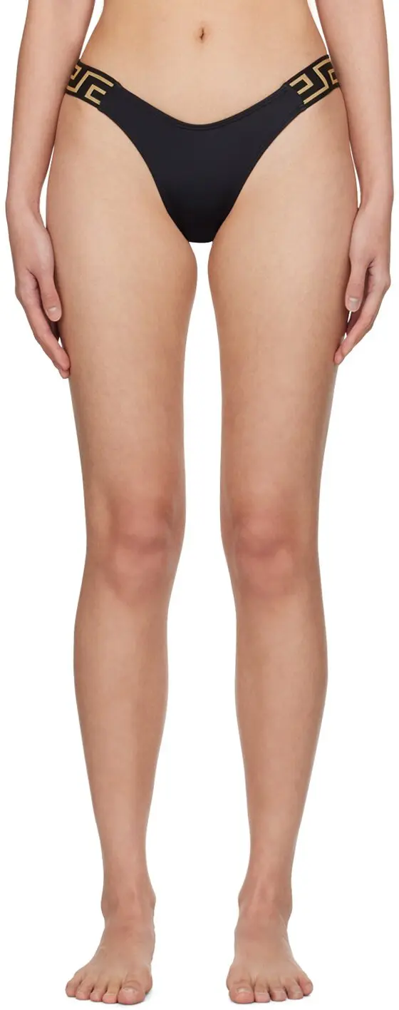 Versace Greca-pattern Printed Thong Bikini Bottoms