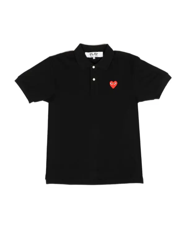 Play Comme Des Garcon Logo-patch Polo Shirt - Black