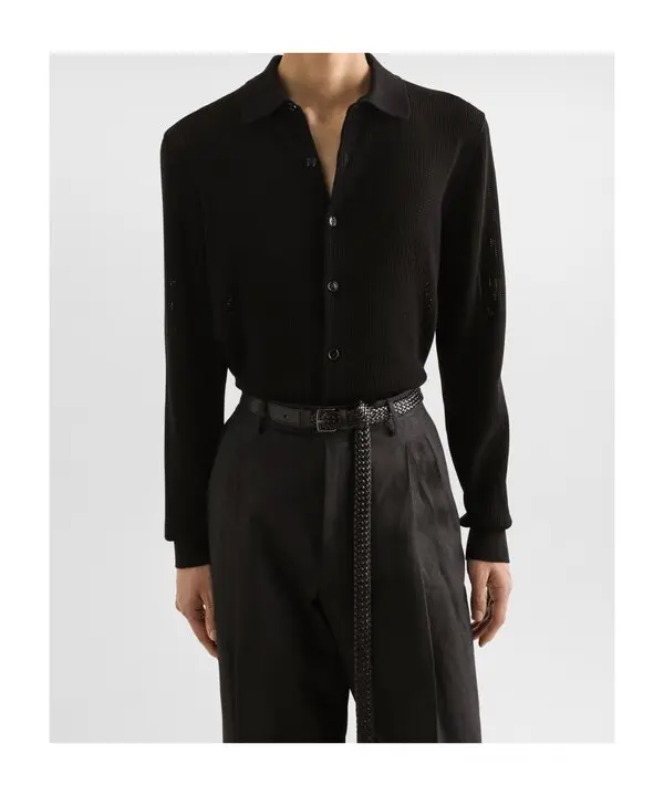 Dolce & Gabbana Long-sleeved Openwork Knitted Shirt